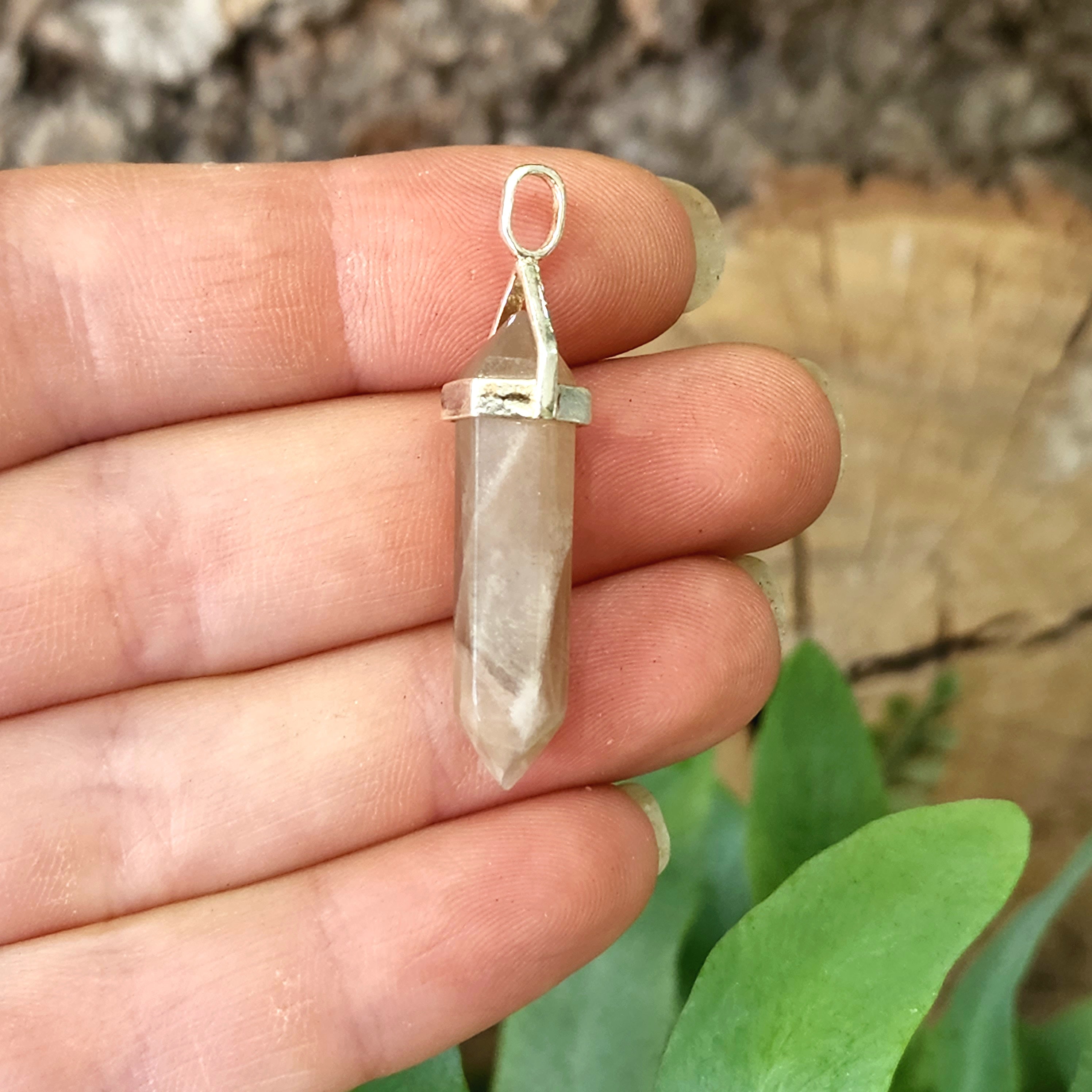 Black / Grey Moonstone Point - Sterling Silver Pendant – Crystal Arcana