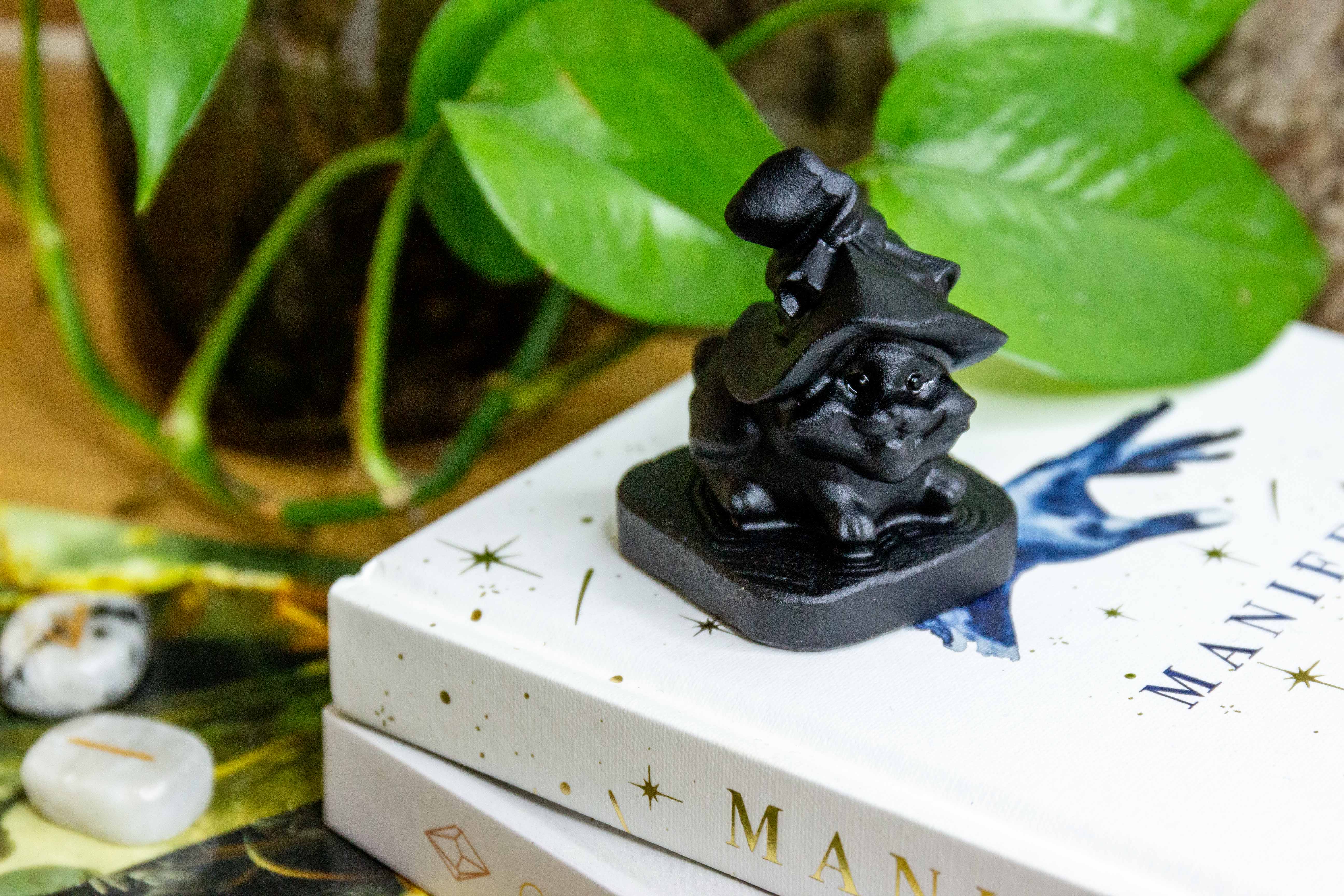 Obsidian Carving - Cat Druid – Crystal Arcana